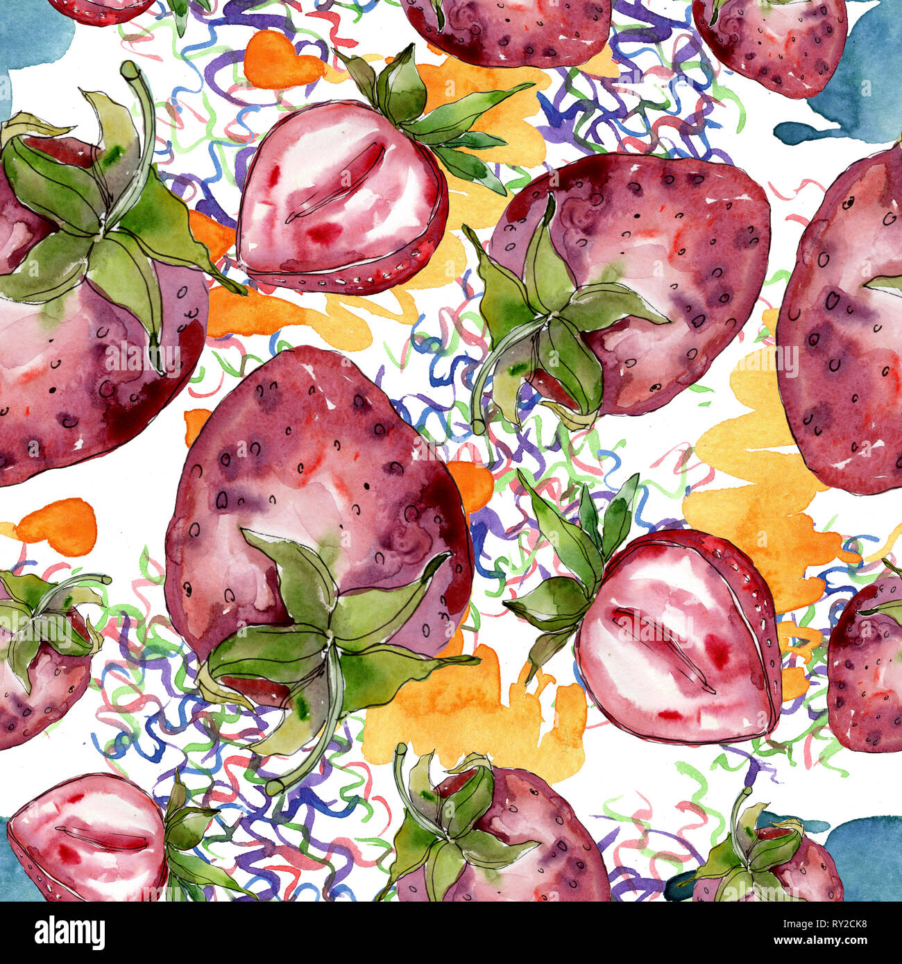 Strawberry healthy food in a watercolor style isolated. Watercolor ...