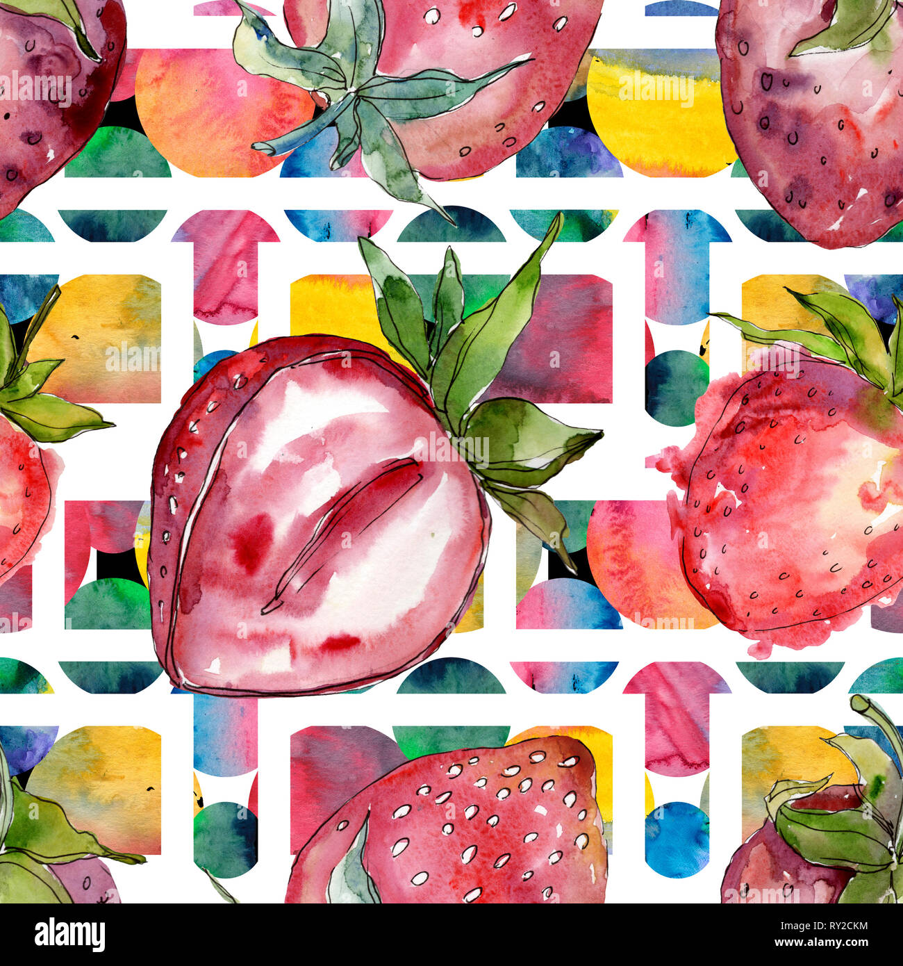 Strawberry healthy food in a watercolor style isolated. Watercolor ...