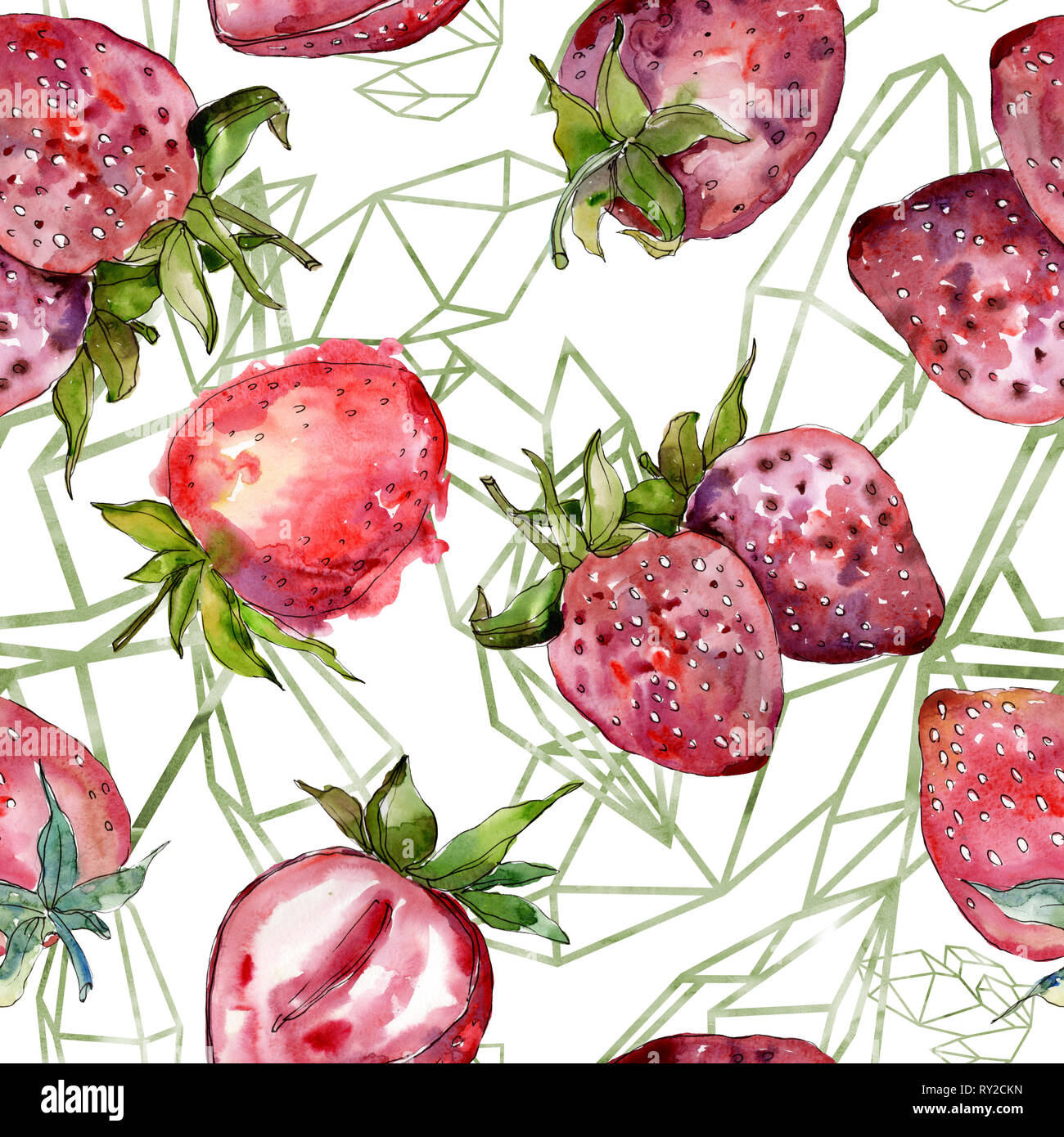 Strawberry healthy food in a watercolor style isolated. Watercolor ...