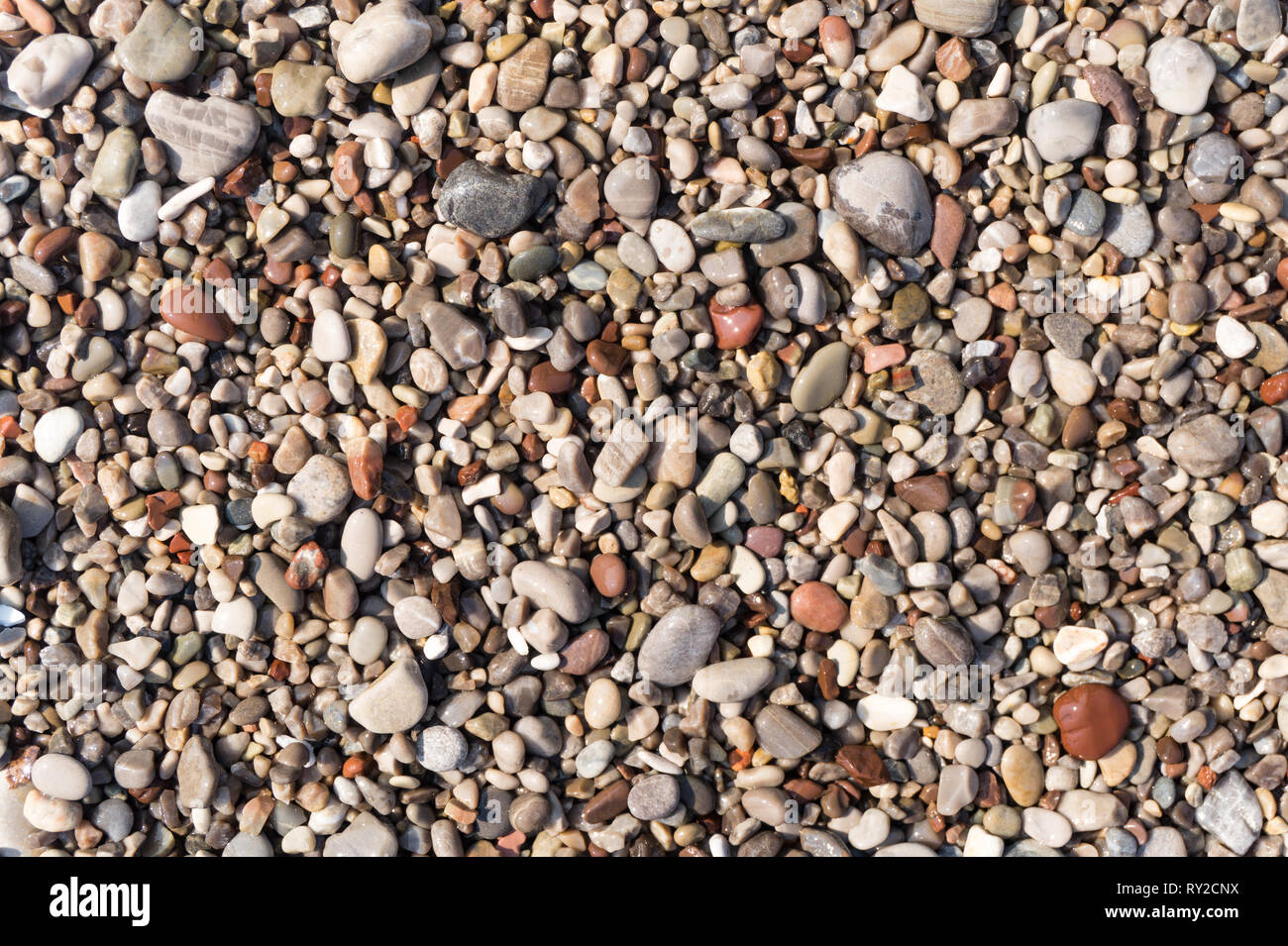 Background from small multicolored sea pebbles. Top View Stock Photo ...