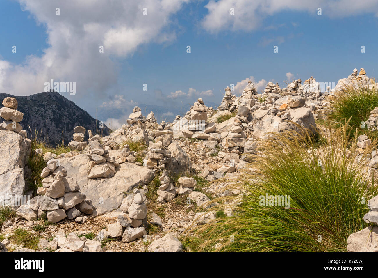 Stone pyramids in National park Lovcen in summer, Montenegro Stock ...
