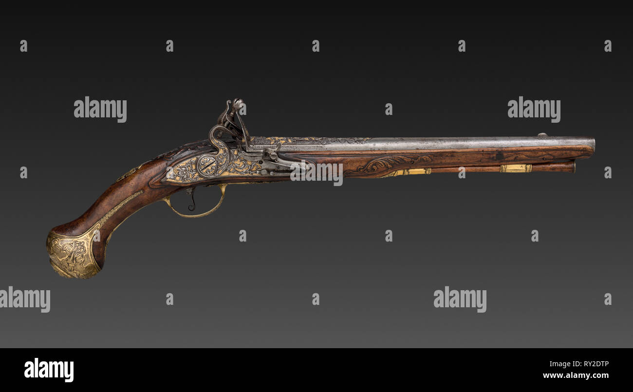 Pair of Flintlock Pistols, early 1700s. Franco-Flemish, Liège, early ...