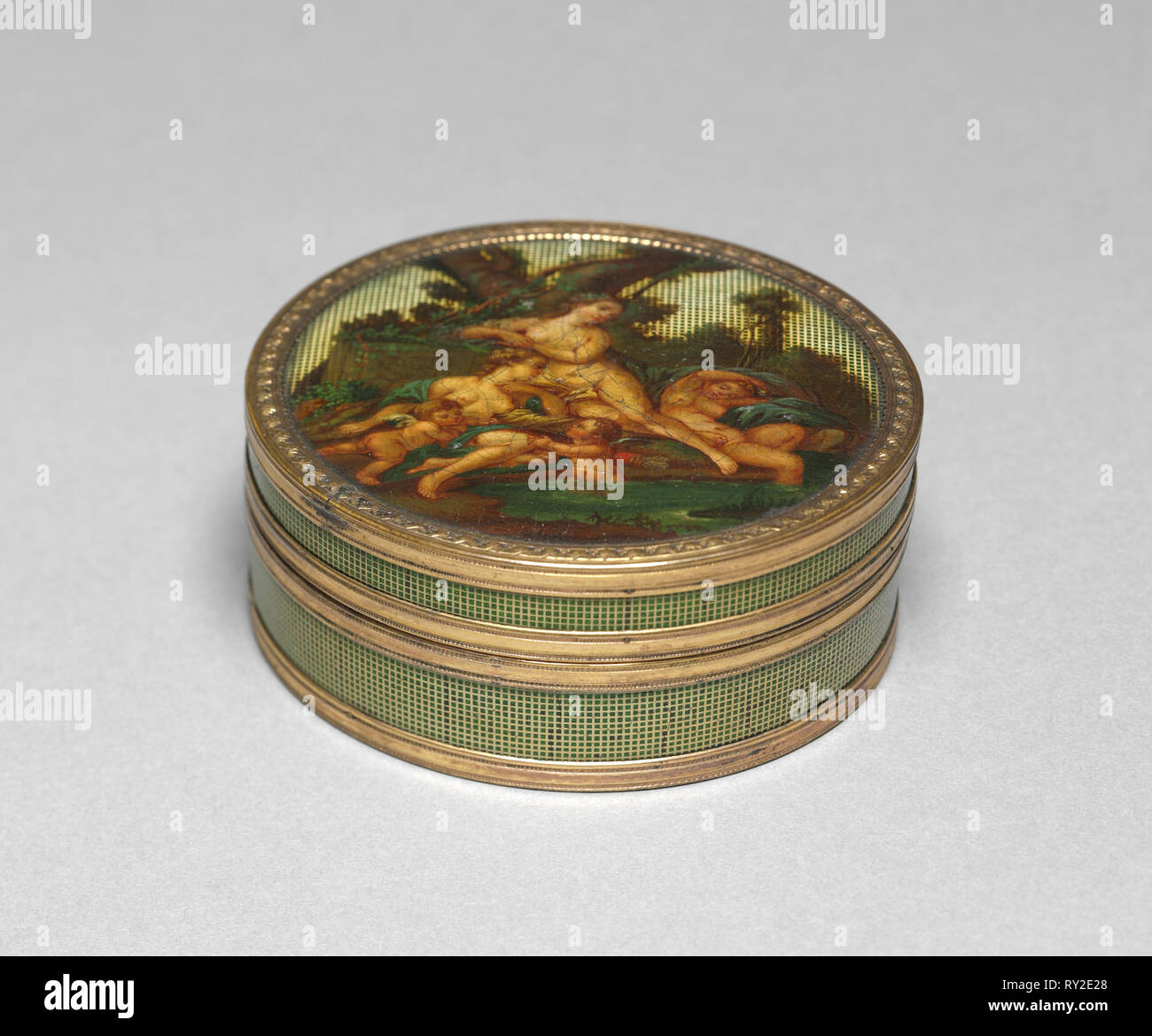 Snuff Box, 1700s. France, 18th century. Wood decorated with lacquer ...