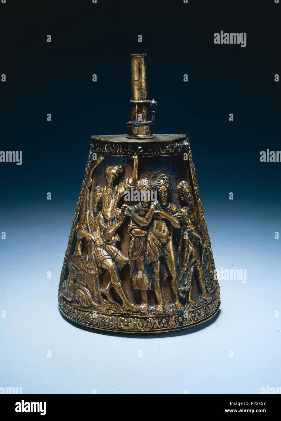 Powder Flask, c. 1590. Italy, 16th century. Gilt brass over fabric ...