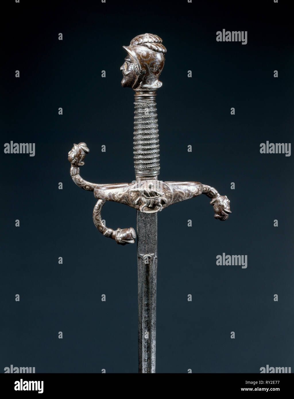 Pommel and quillons termini chiseled in form of warrior heads hi-res ...