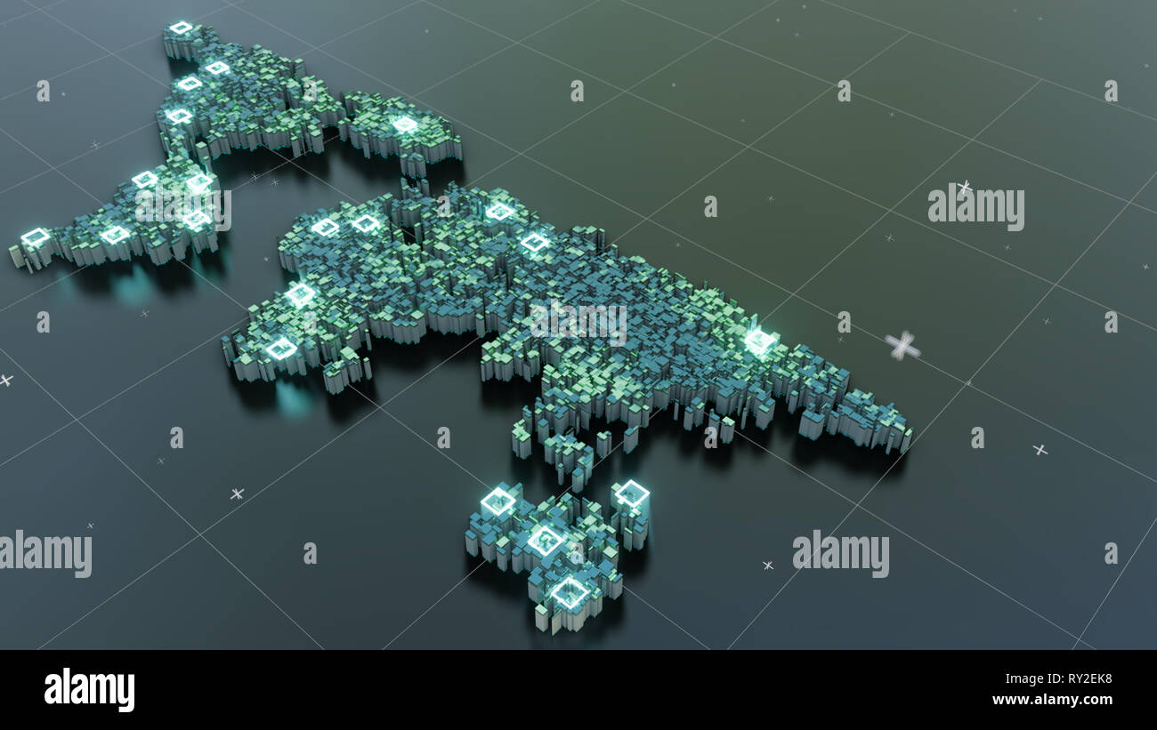3d render of abstract map of hi-res stock photography and images - Alamy