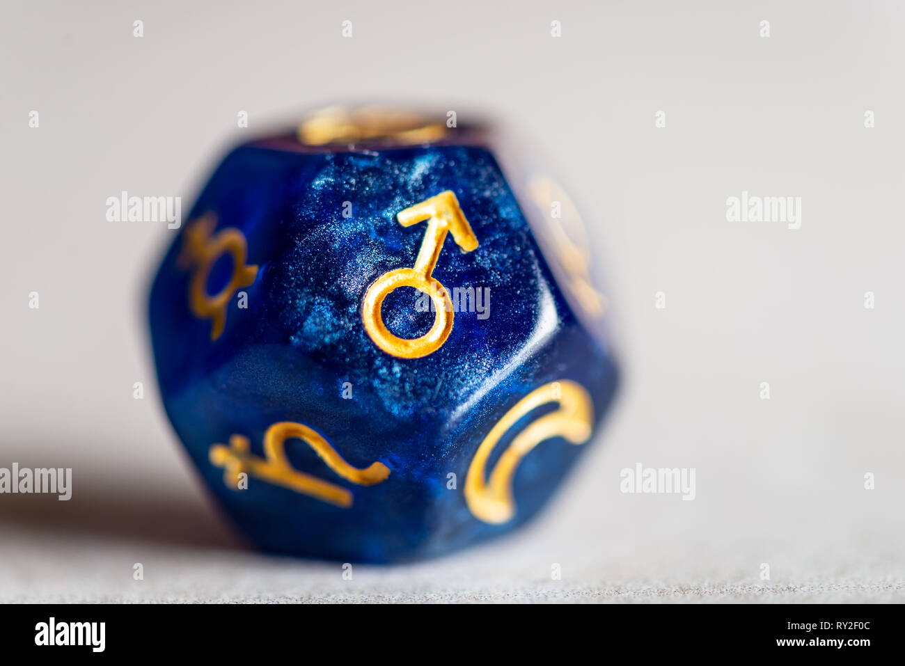 Astrology Dice with symbol of the planet Mars on grey background Stock ...