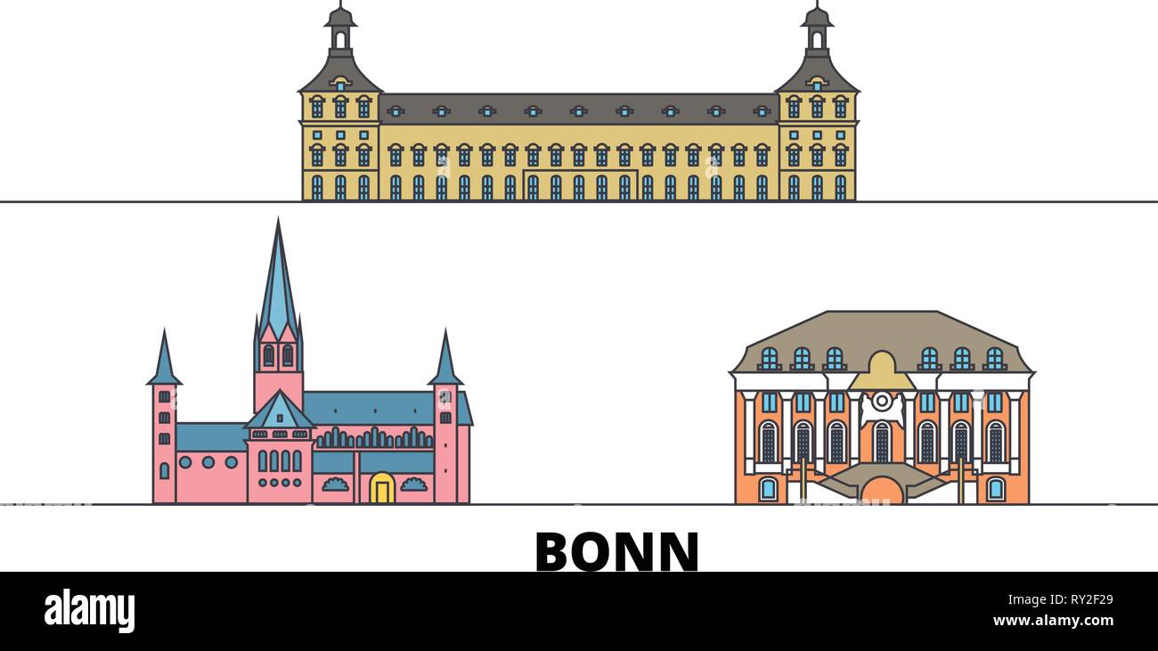 Germany, Bonn flat landmarks vector illustration. Germany, Bonn line ...