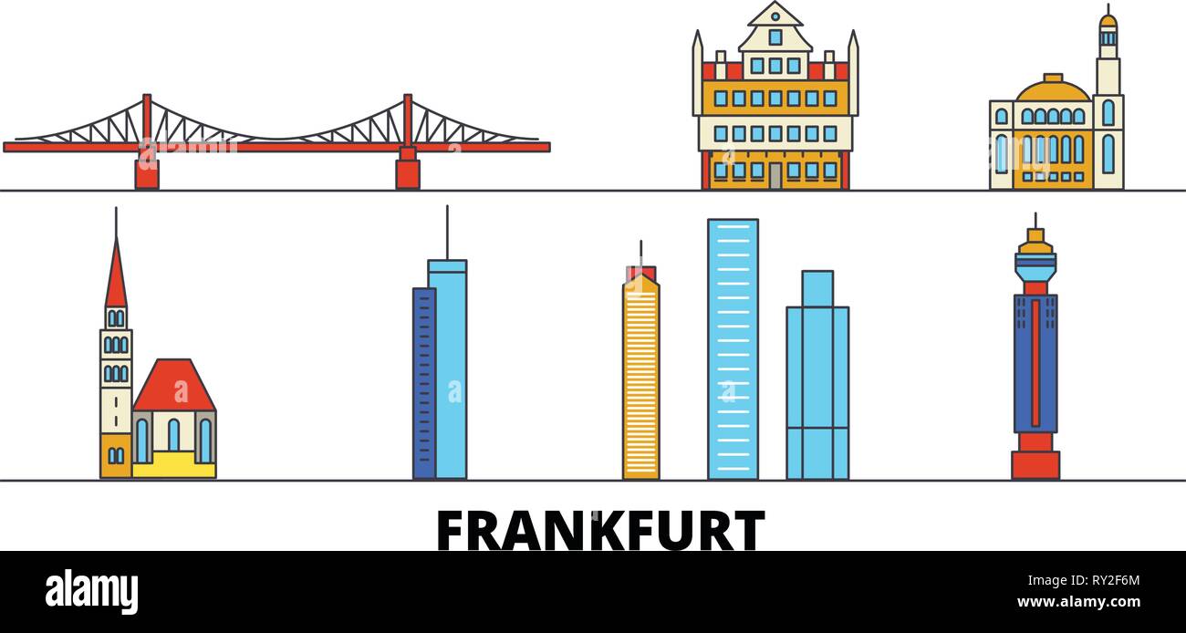 Germany, Frankfurt flat landmarks vector illustration. Germany ...
