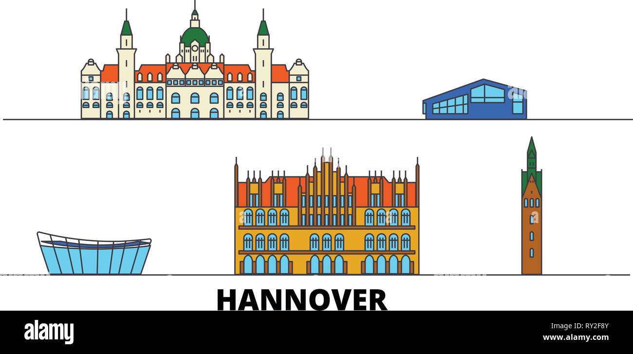 Germany, Hannover flat landmarks vector illustration. Germany, Hannover ...