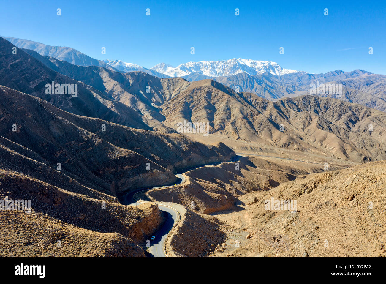 Mountains along the Dasht-e Lut Desert in Iran, taken in January 2019 ...