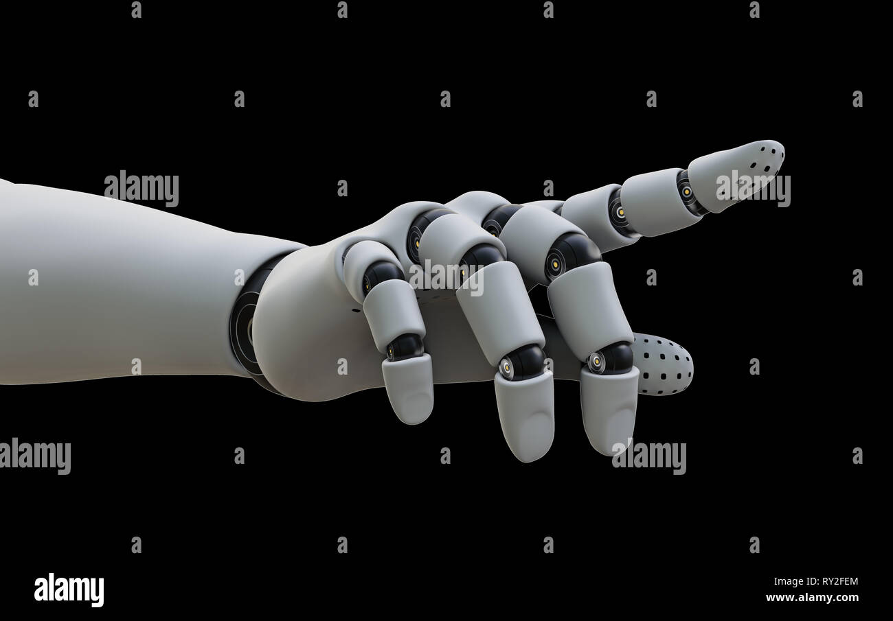 Robot hand pointing index finger, isolated Stock Photo - Alamy