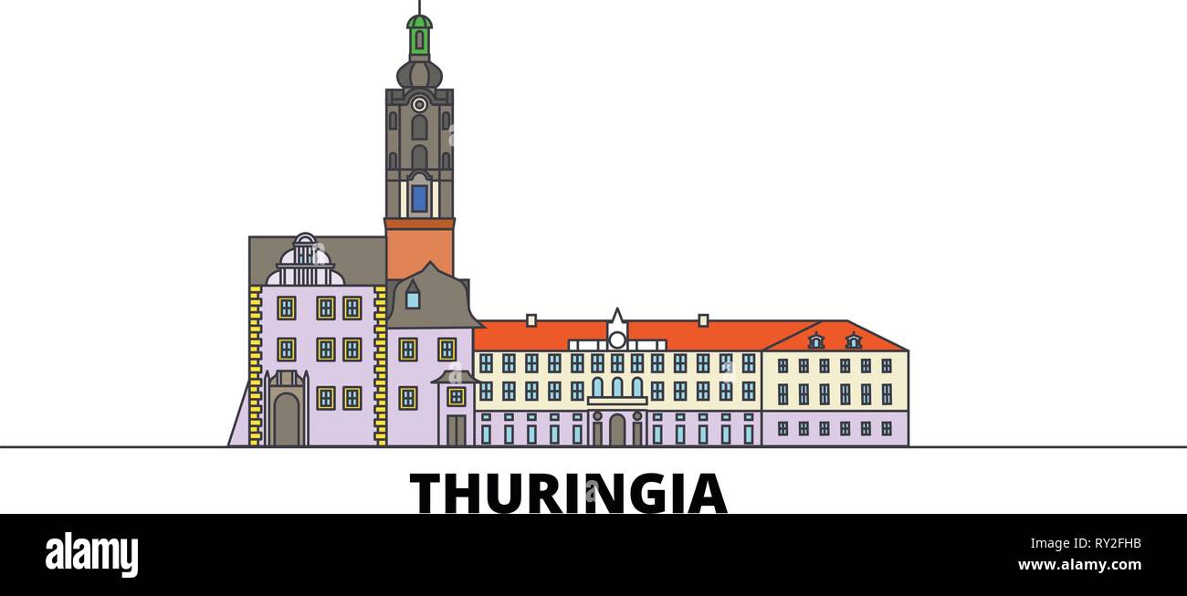 Germany, Thuringia flat landmarks vector illustration. Germany ...