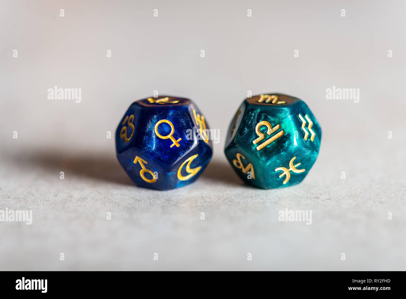 Astrology Dice with zodiac symbol of Libra and its ruling planet Venus ...