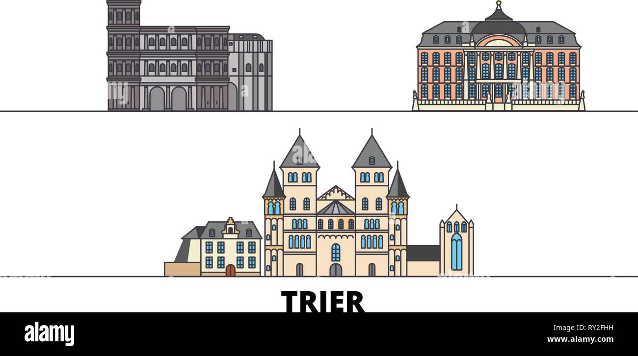 Germany, Trier flat landmarks vector illustration. Germany, Trier line ...