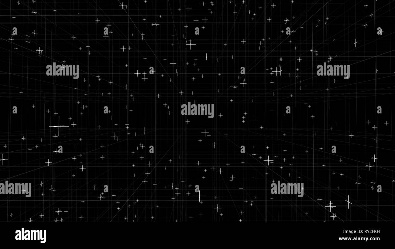 Abstract futuristic perspective wireframe Black and White Stock Photos ...