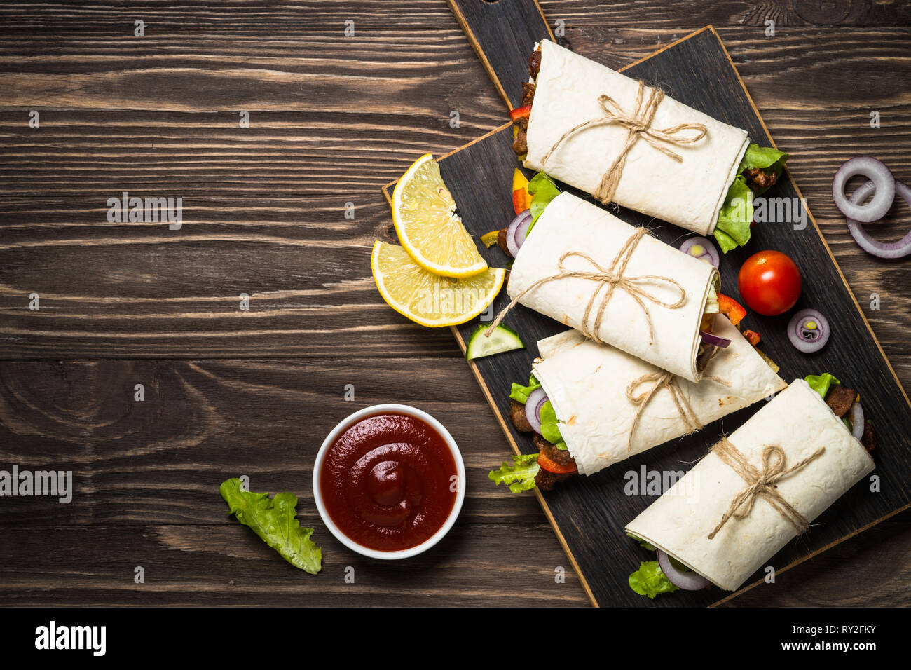 Top view tortilla wrap hi-res stock photography and images - Alamy