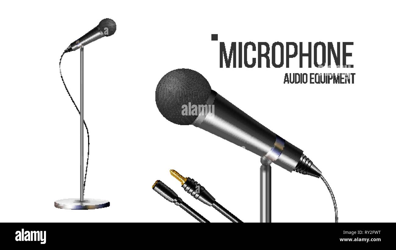 Modern Microphone With Stand Vector. Conference Broadcast. Digital ...