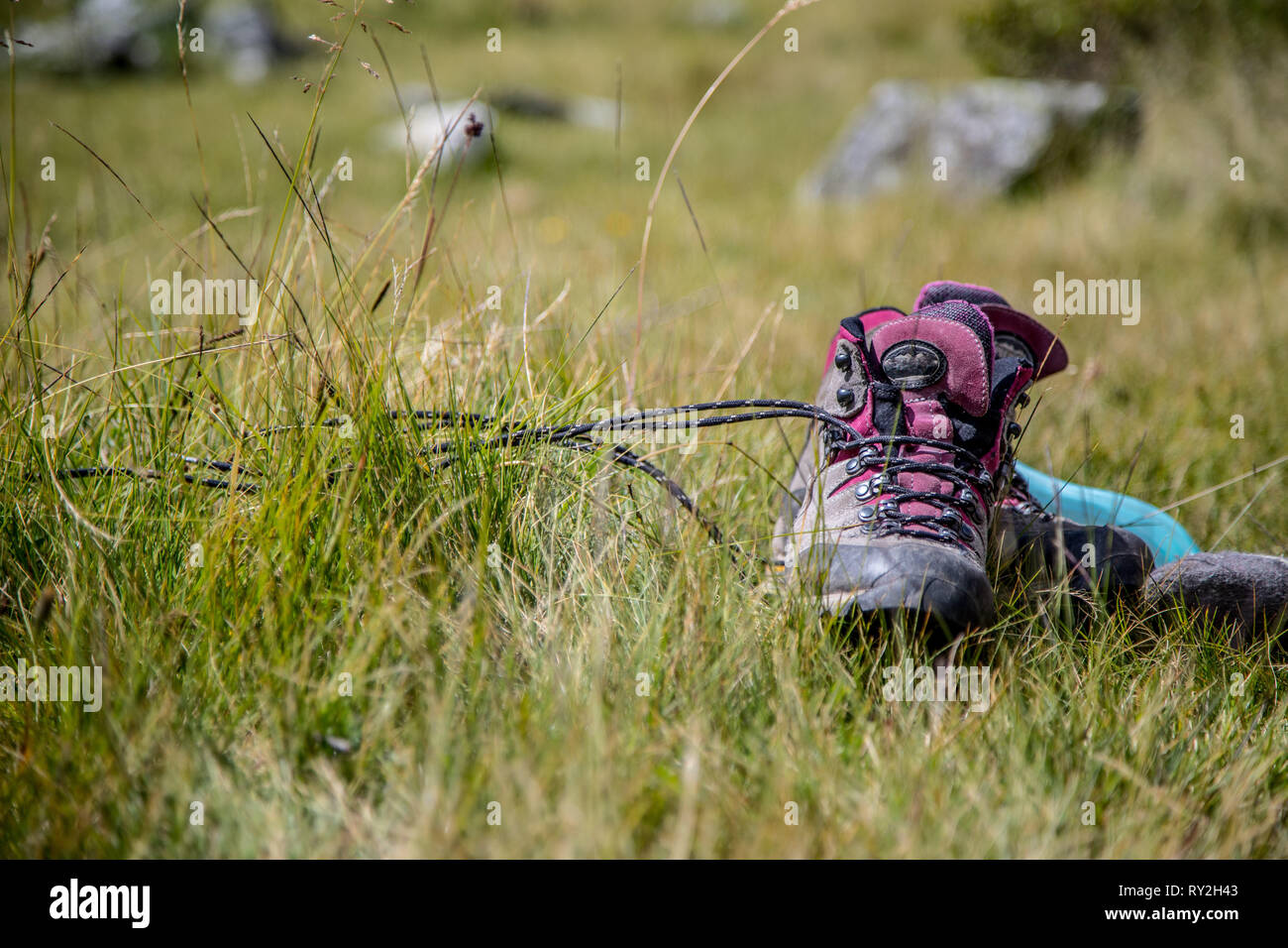 Alpine boots in grass hi-res stock photography and images - Alamy