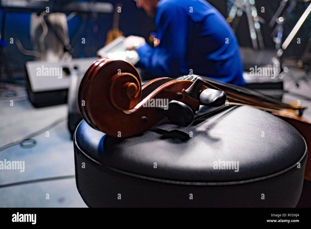 cello in the recording studio Stock Photo - Alamy