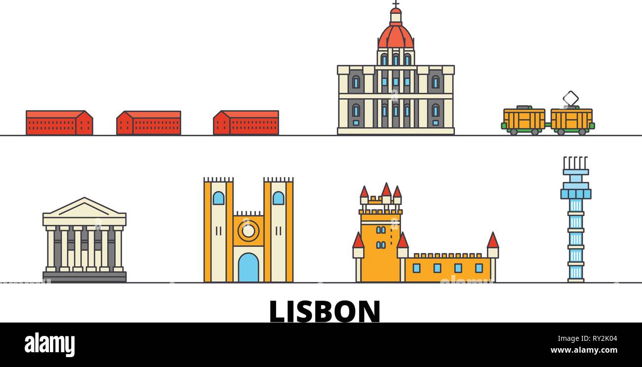 Vector illustration skyline lisbon portugal hi-res stock photography ...