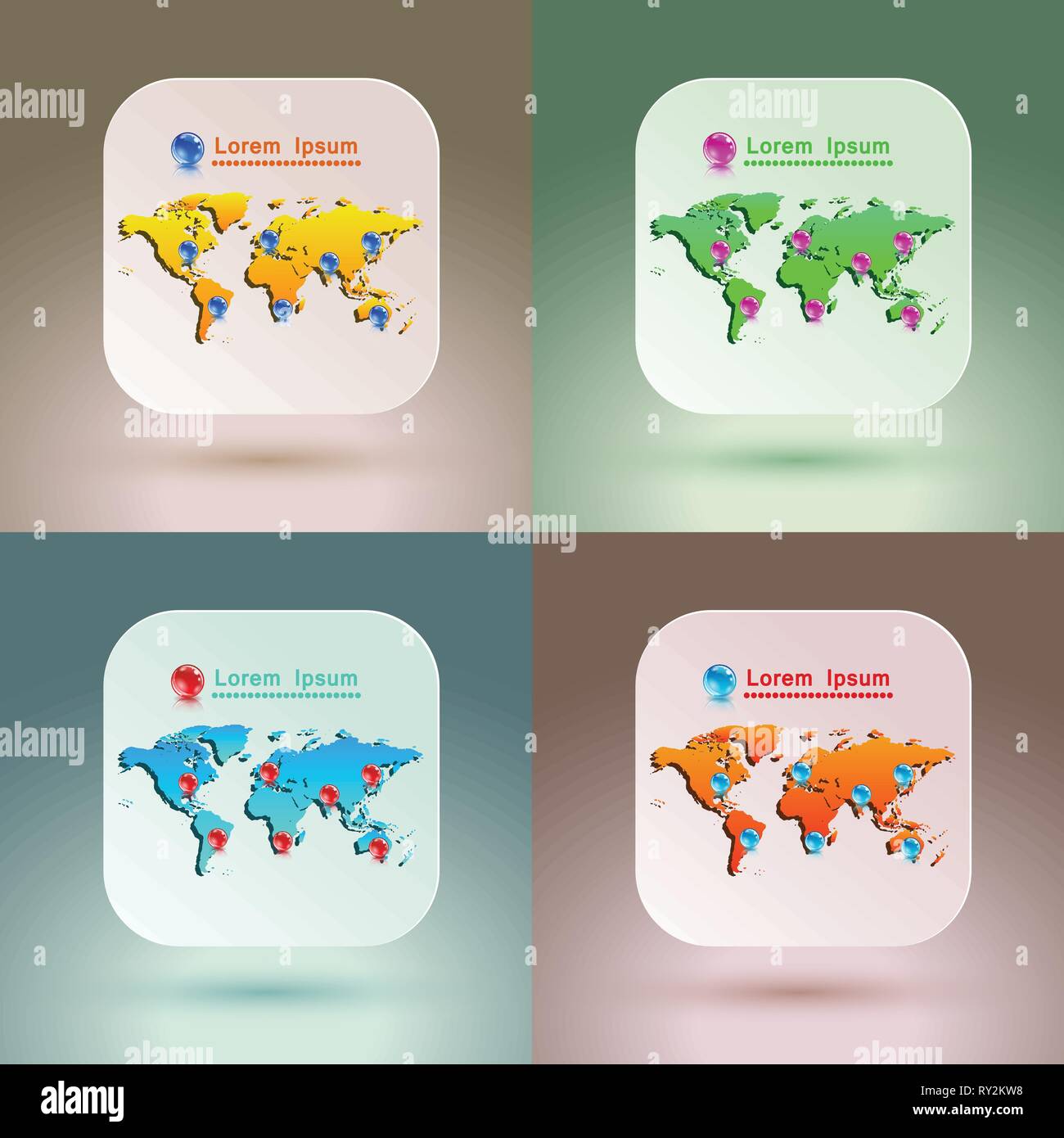 Set of map icons for application on soft background Stock Vector Image ...
