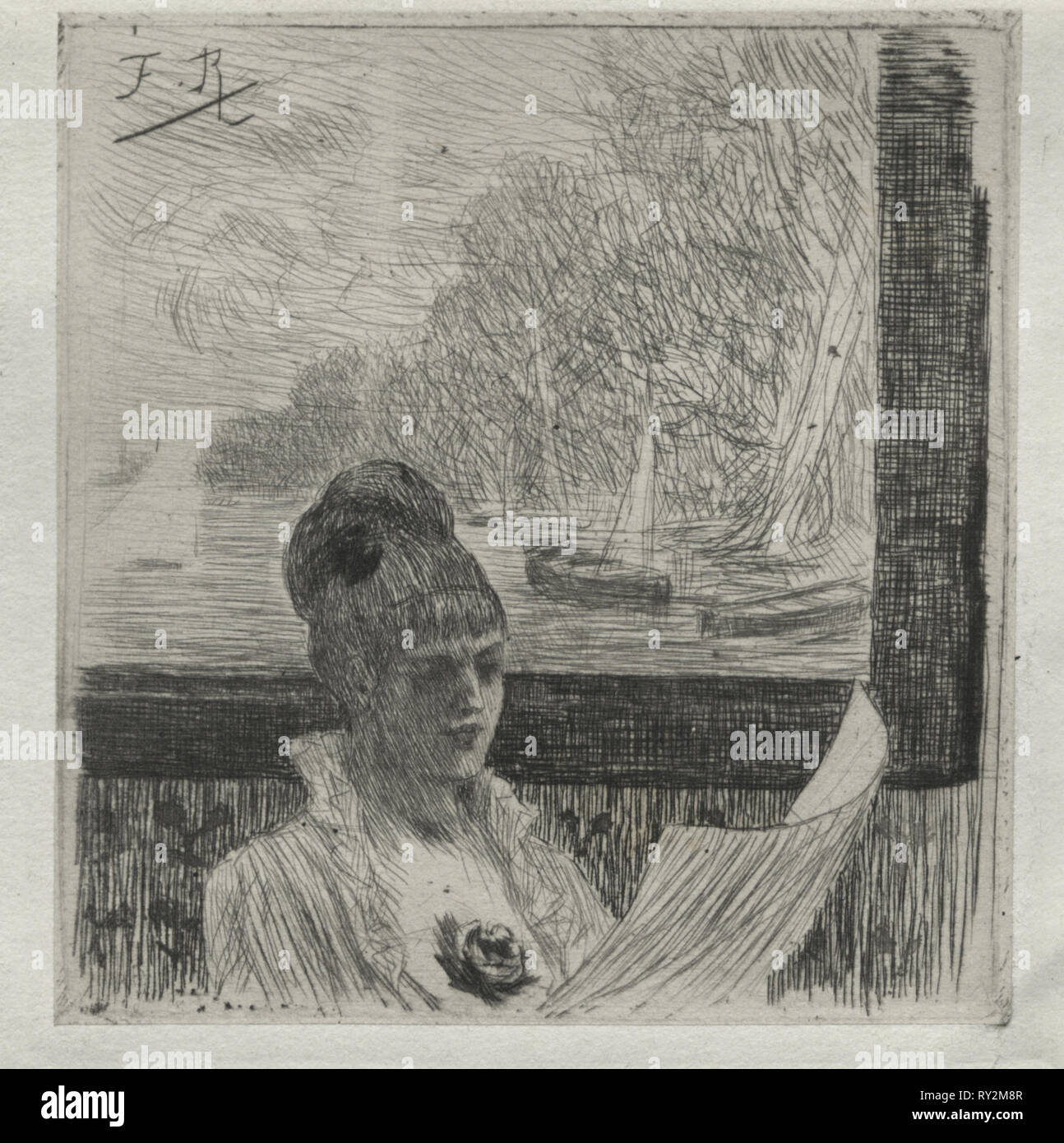 Young Woman. Félicien Rops (Belgian, 1833-1898). Etching Stock Photo ...