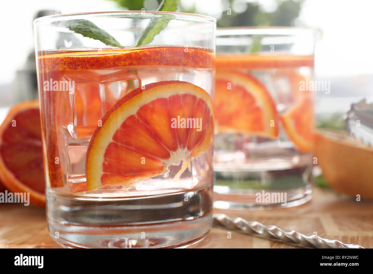 Red orange punch home made cocktail closeup Stock Photo - Alamy