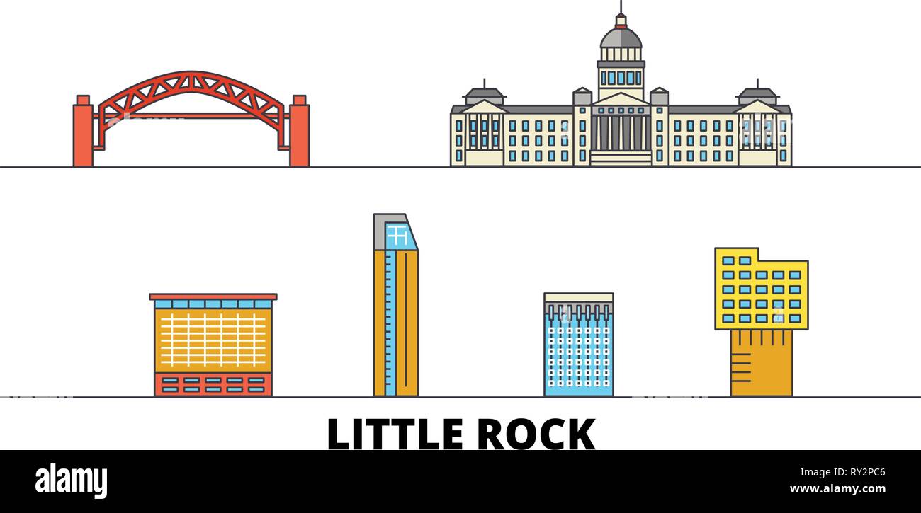 United States, Little Rock flat landmarks vector illustration. United ...