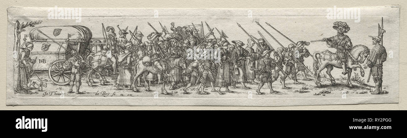 Soldiers on the March. Theodor de Bry (Flemish, 1528-1598). Engraving ...