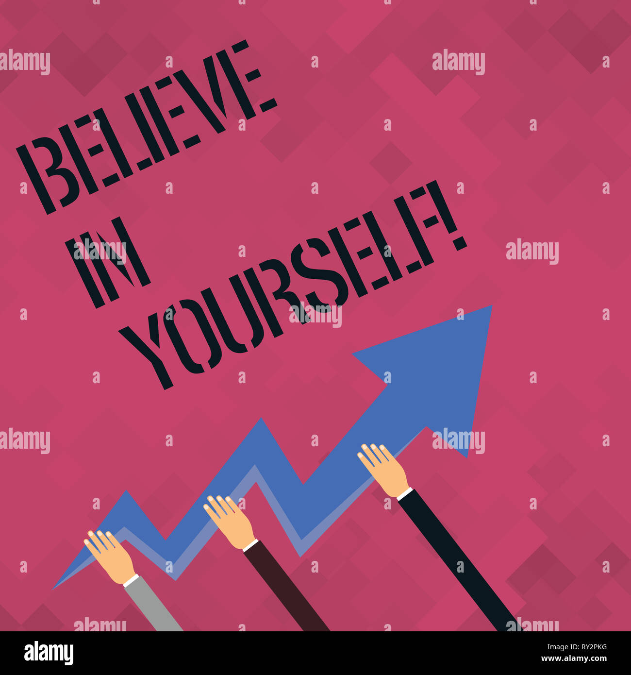 Word writing text Believe In Yourself. Business photo showcasing Determination Positivity ...