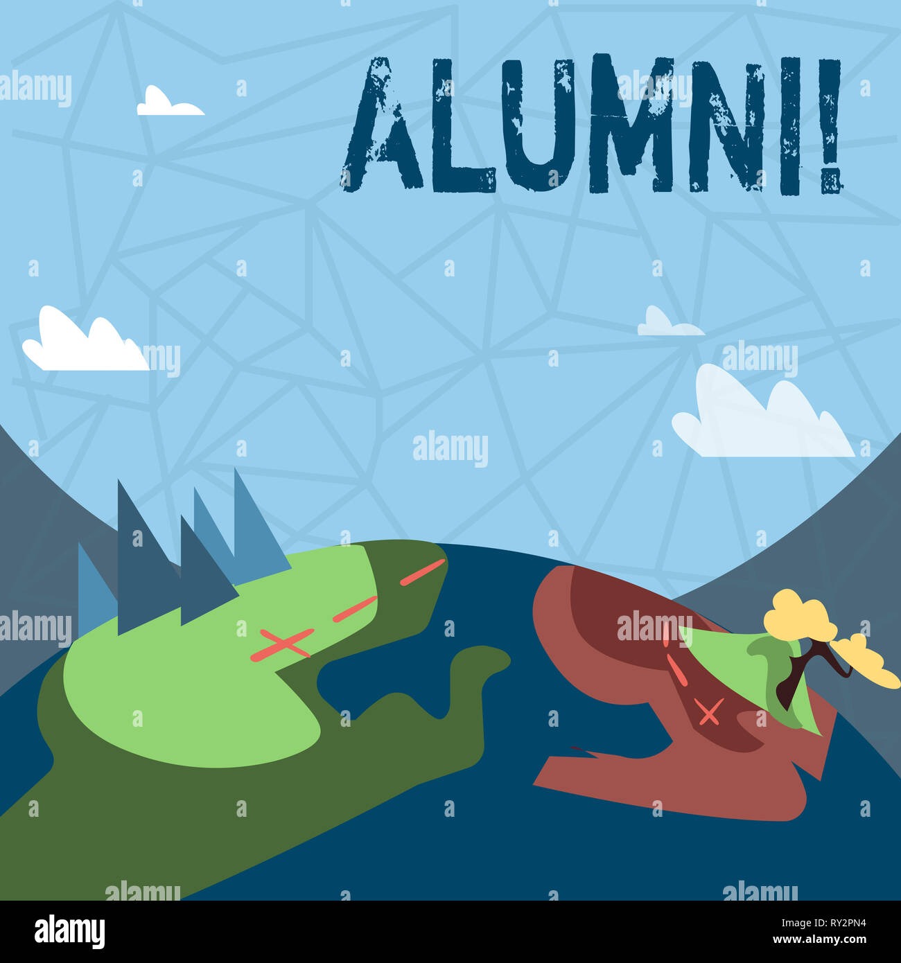 Writing note showing Alumni. Business concept for Alum Old graduate ...