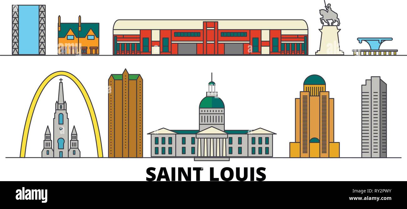 United States, Saint Louis flat landmarks vector illustration. United ...