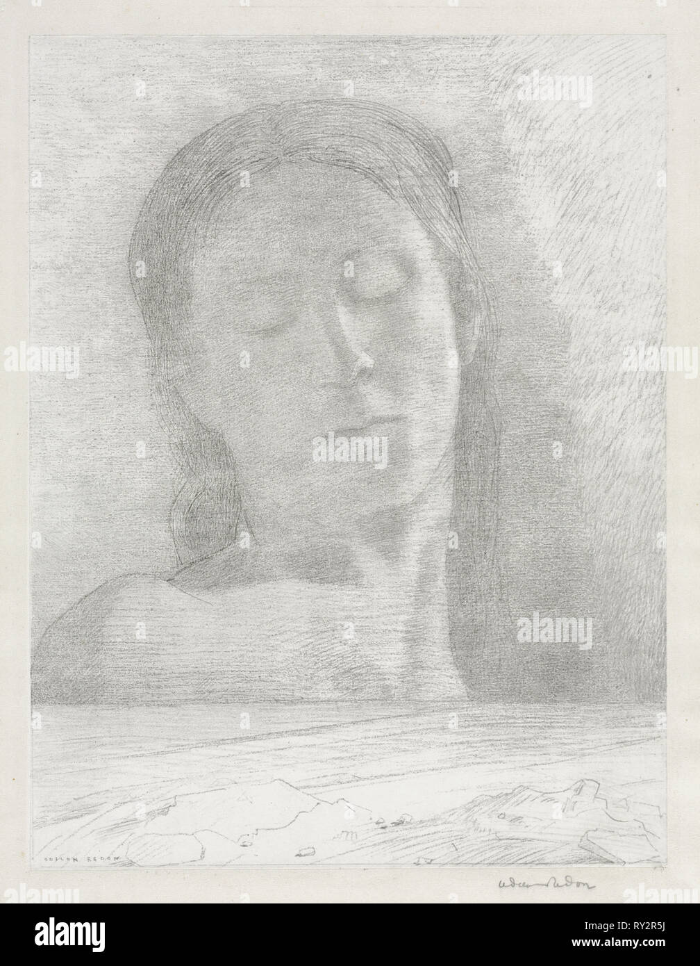 The Closed Eyes, 1890. Odilon Redon (French, 1840-1916). Lithograph ...