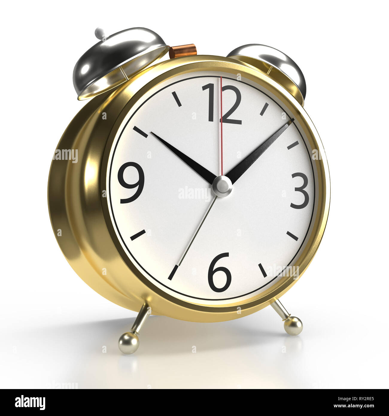 Alarm clock on white background. 3D rendering Stock Photo - Alamy