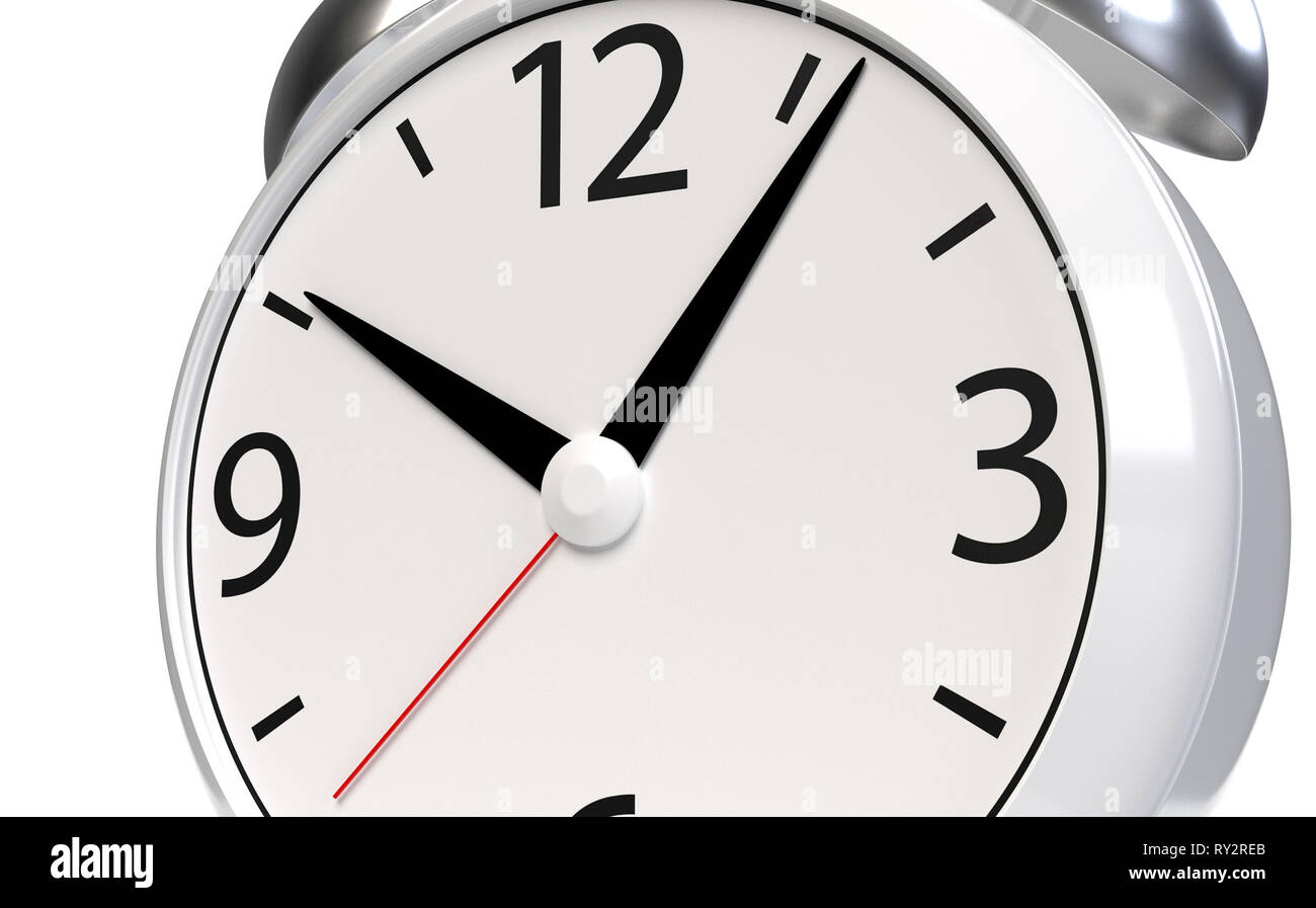 Alarm clock on white background. 3D rendering Stock Photo - Alamy
