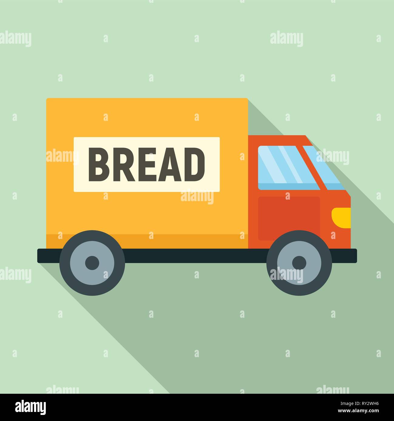 Bread truck delivery icon. Flat illustration of bread truck delivery ...