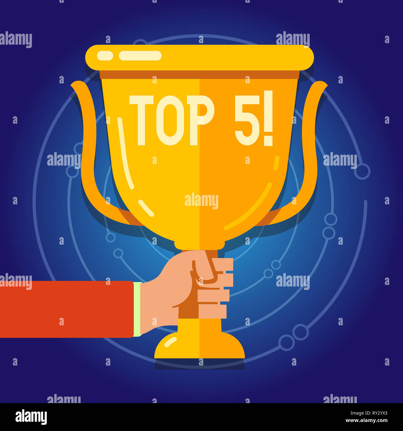Text sign showing Top 5. Business photo text The best ones Winners Most ...