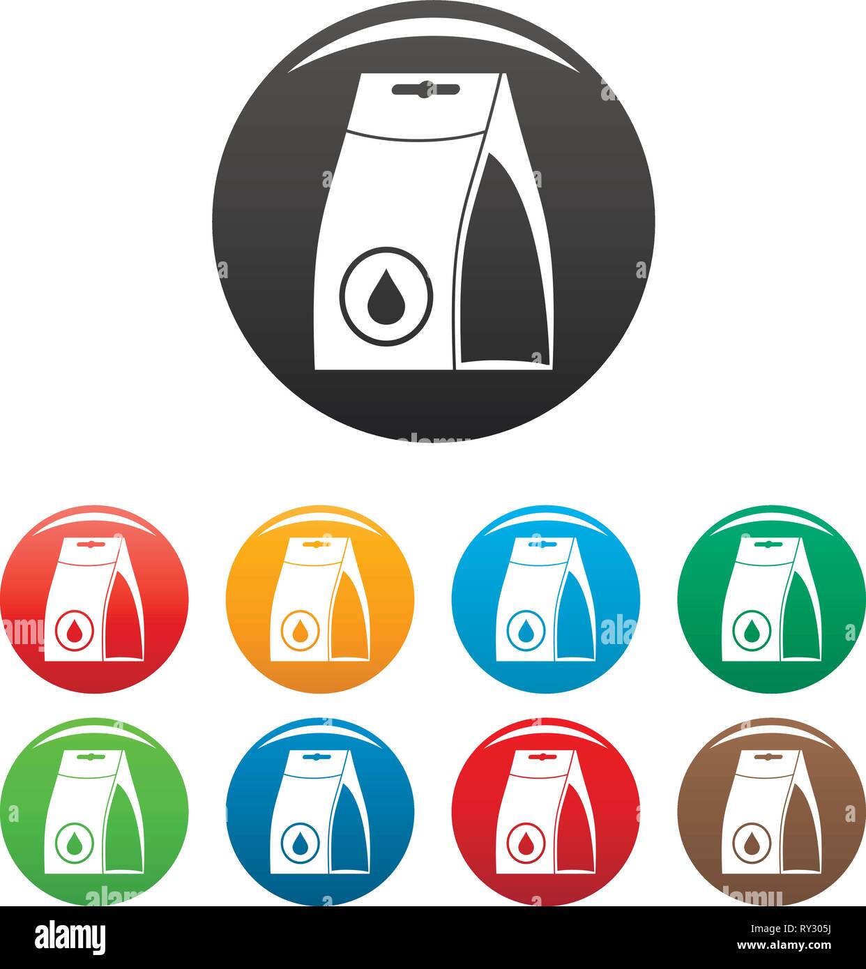 Washing detergent icons set 9 color vector isolated on white for any ...