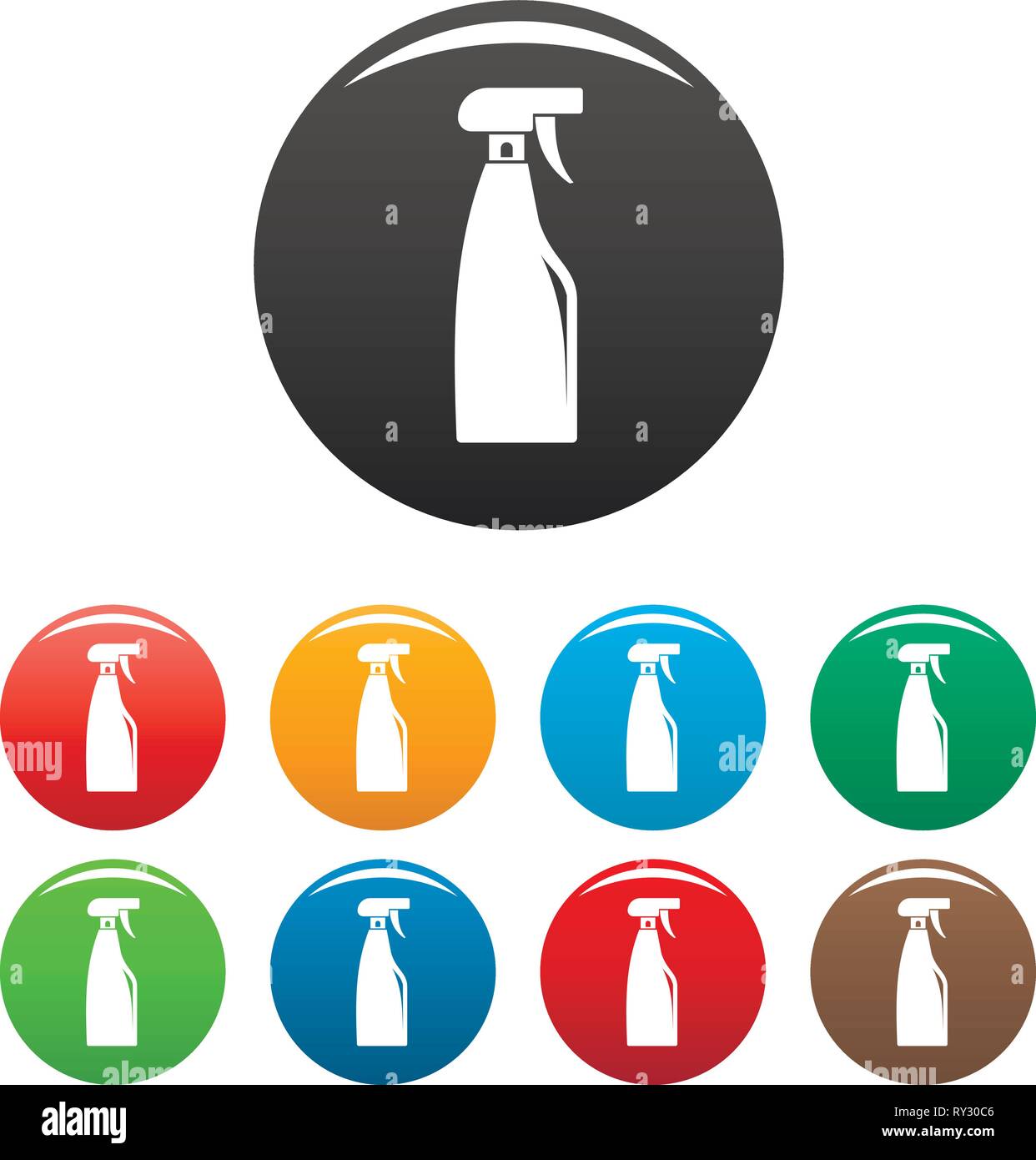 Cleaning spray icons set 9 color vector isolated on white for any ...