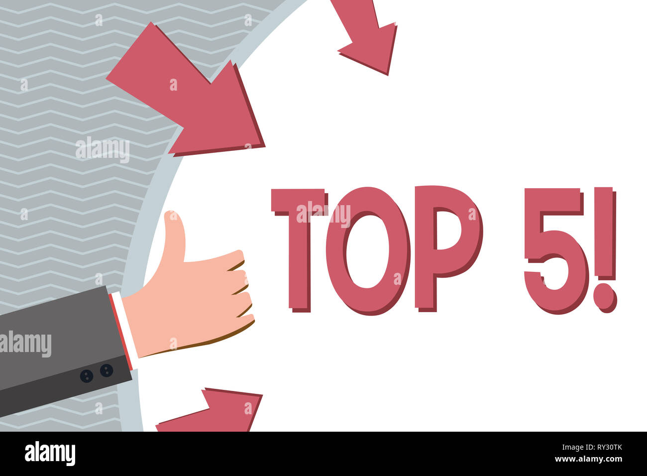 Conceptual hand writing showing Top 5. Concept meaning The best ones ...