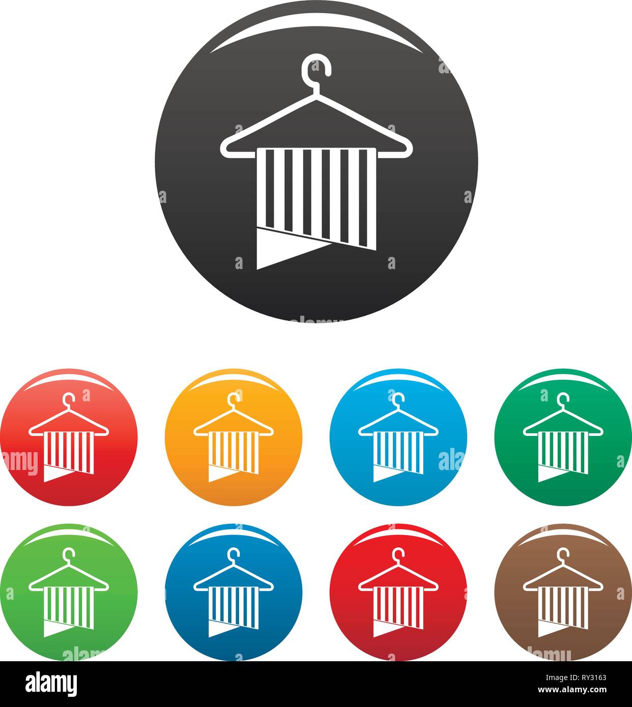 Clean towel icons set 9 color vector isolated on white for any design ...