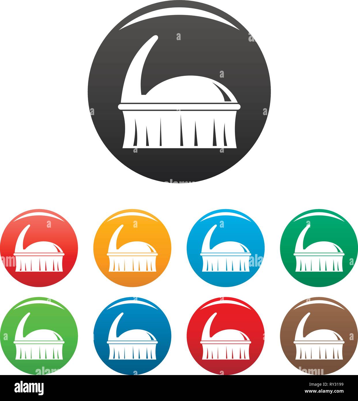 Clothes brush icons set 9 color vector isolated on white for any design ...