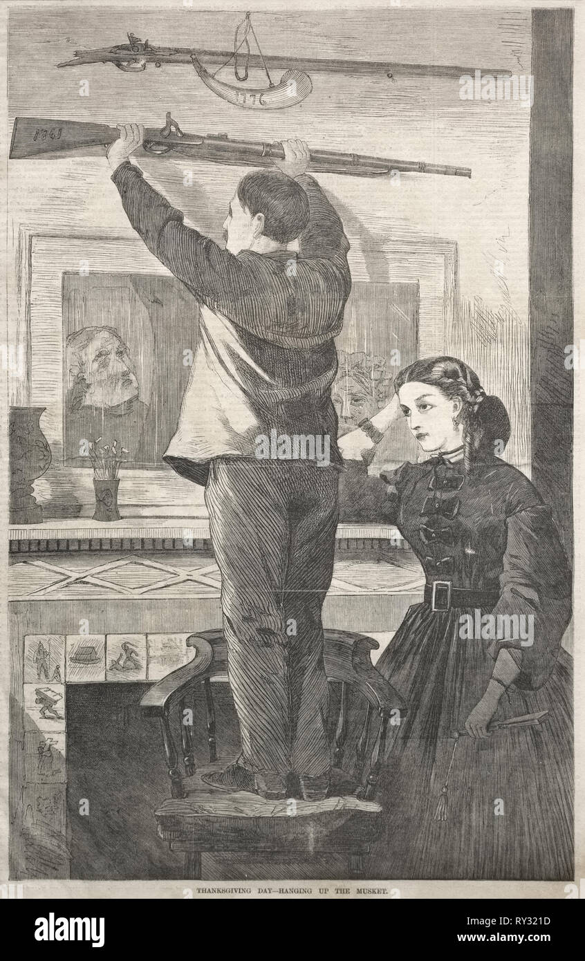Thanksgiving Day - Hanging up the Musket, 1865. Winslow Homer (American ...