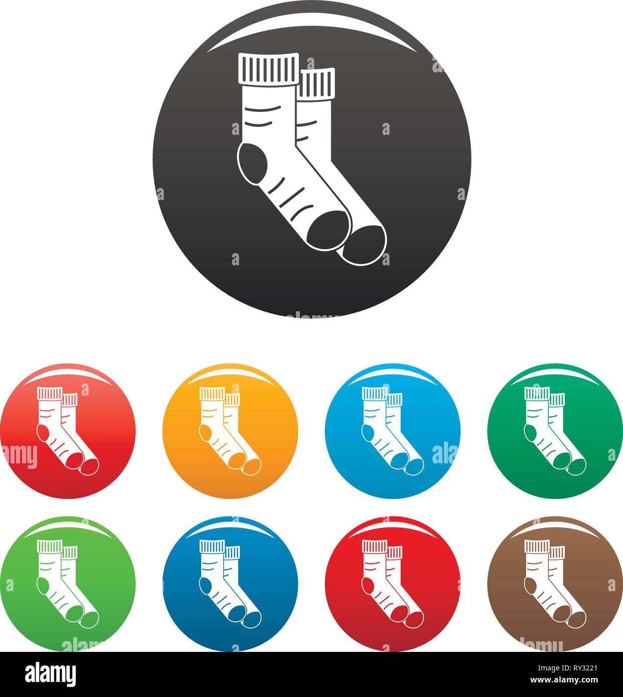 Clean socks icons set 9 color vector isolated on white for any design ...