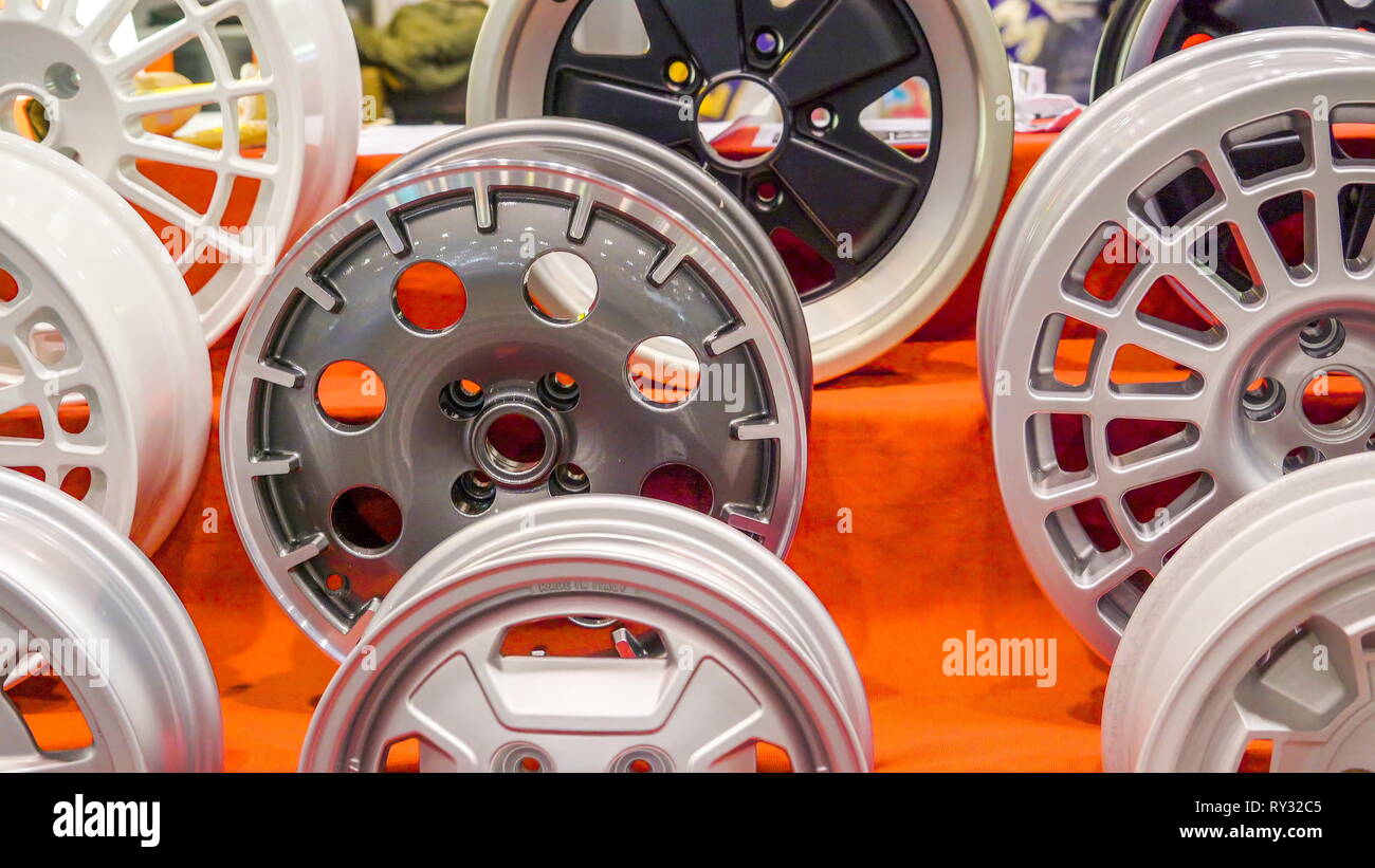 The ring of the tires on the display mostly new ring tires with the red ...