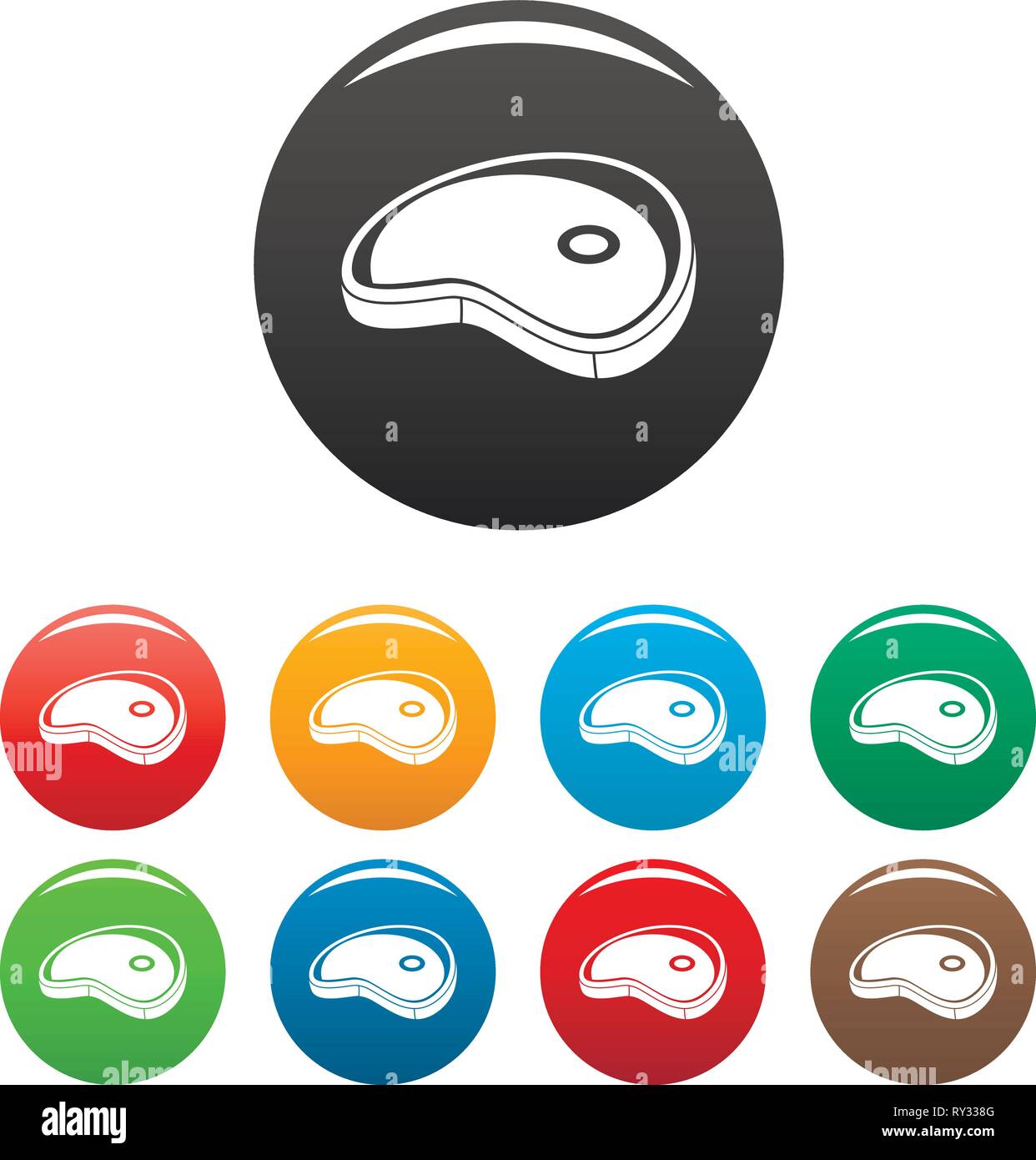 Cow steak icons set 9 color vector isolated on white for any design ...
