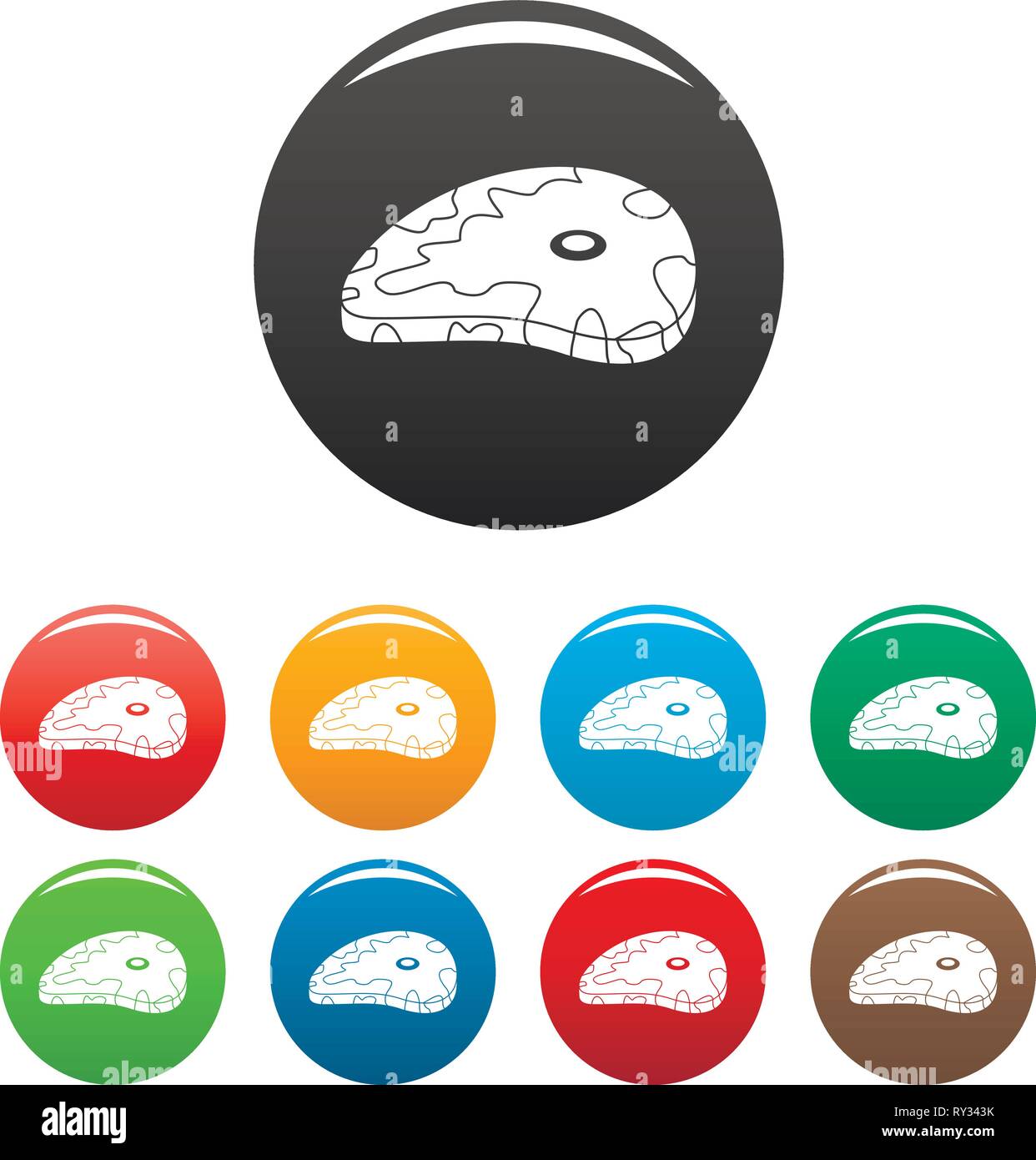 Pork steak icons set 9 color vector isolated on white for any design ...
