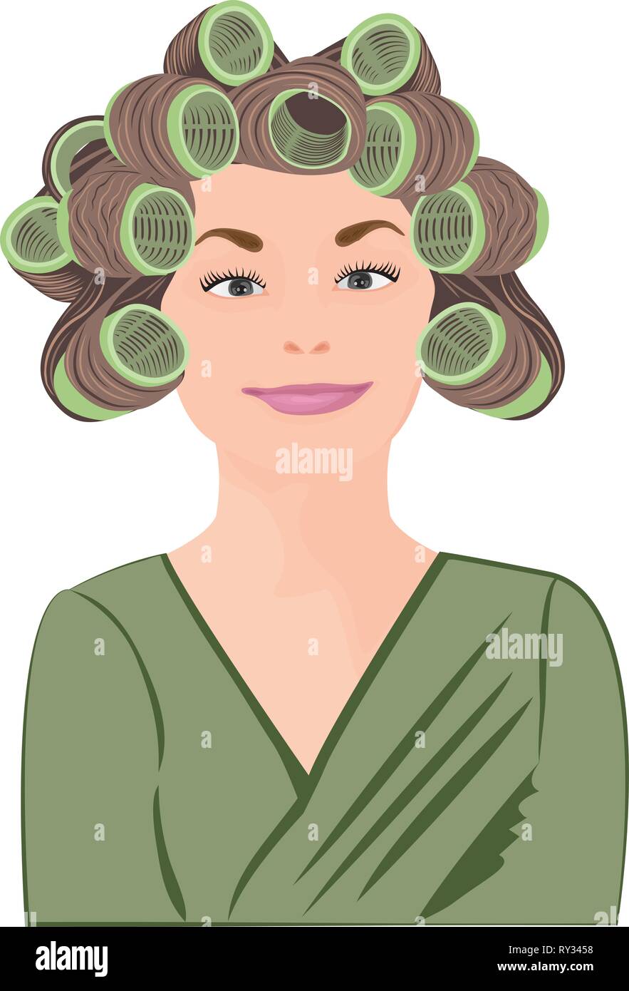 A girl curl her hair vector illustration Stock Vector Image & Art - Alamy