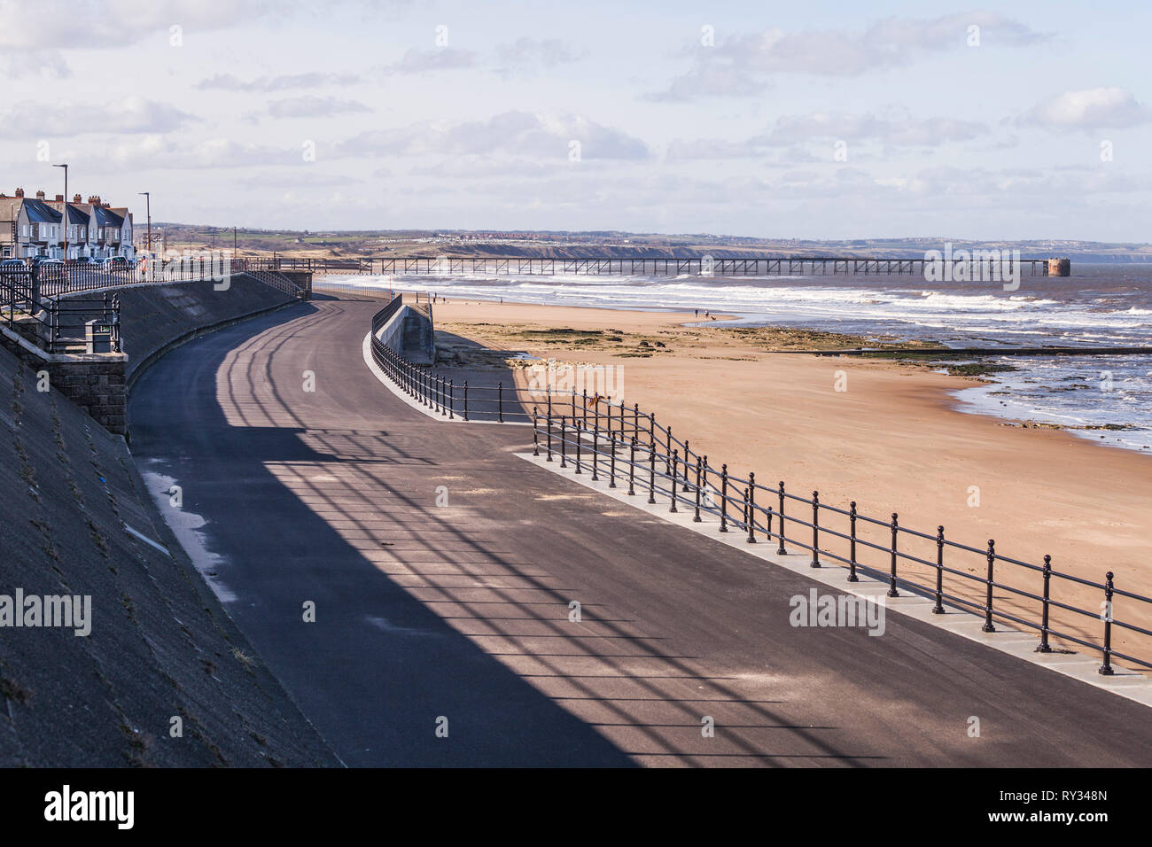 The coast and seafront at Hartlepool,England,UK with Steetley Pier in ...